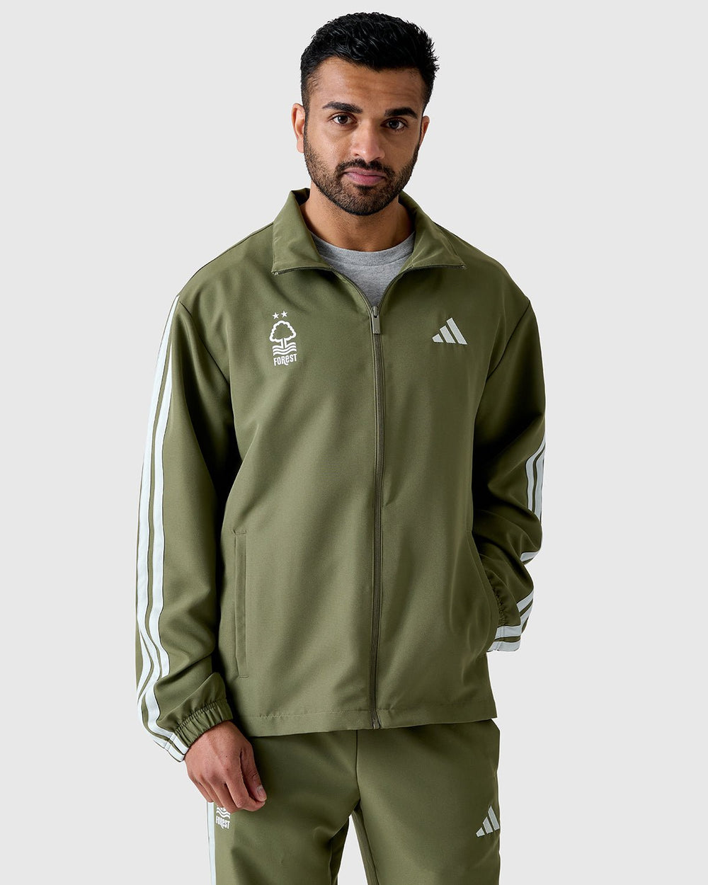 NFFC Adidas 3-Stripe Olive Woven Tracksuit - Nottingham Forest FC